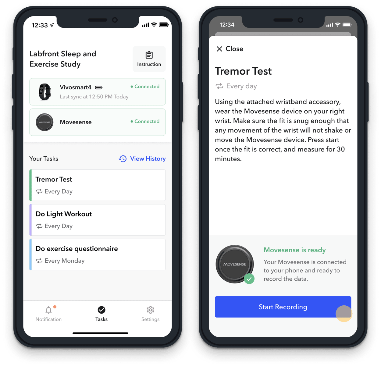Collect: Complete Movesense Task