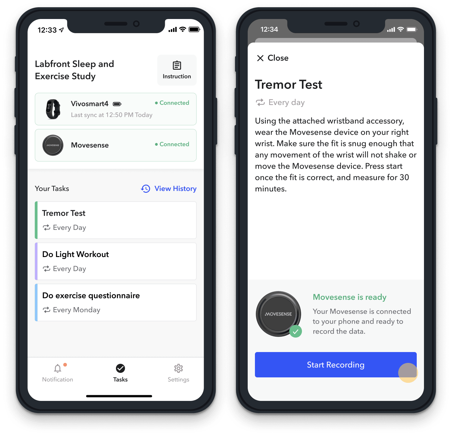 Collect: Complete Movesense Task