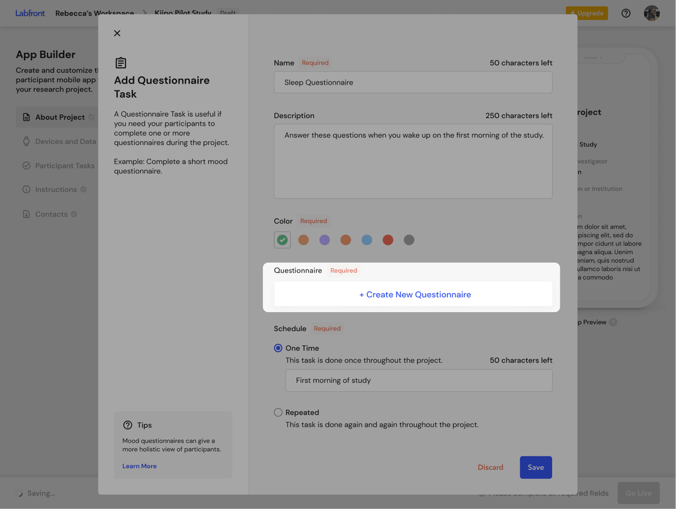 Set Up Participant Tasks