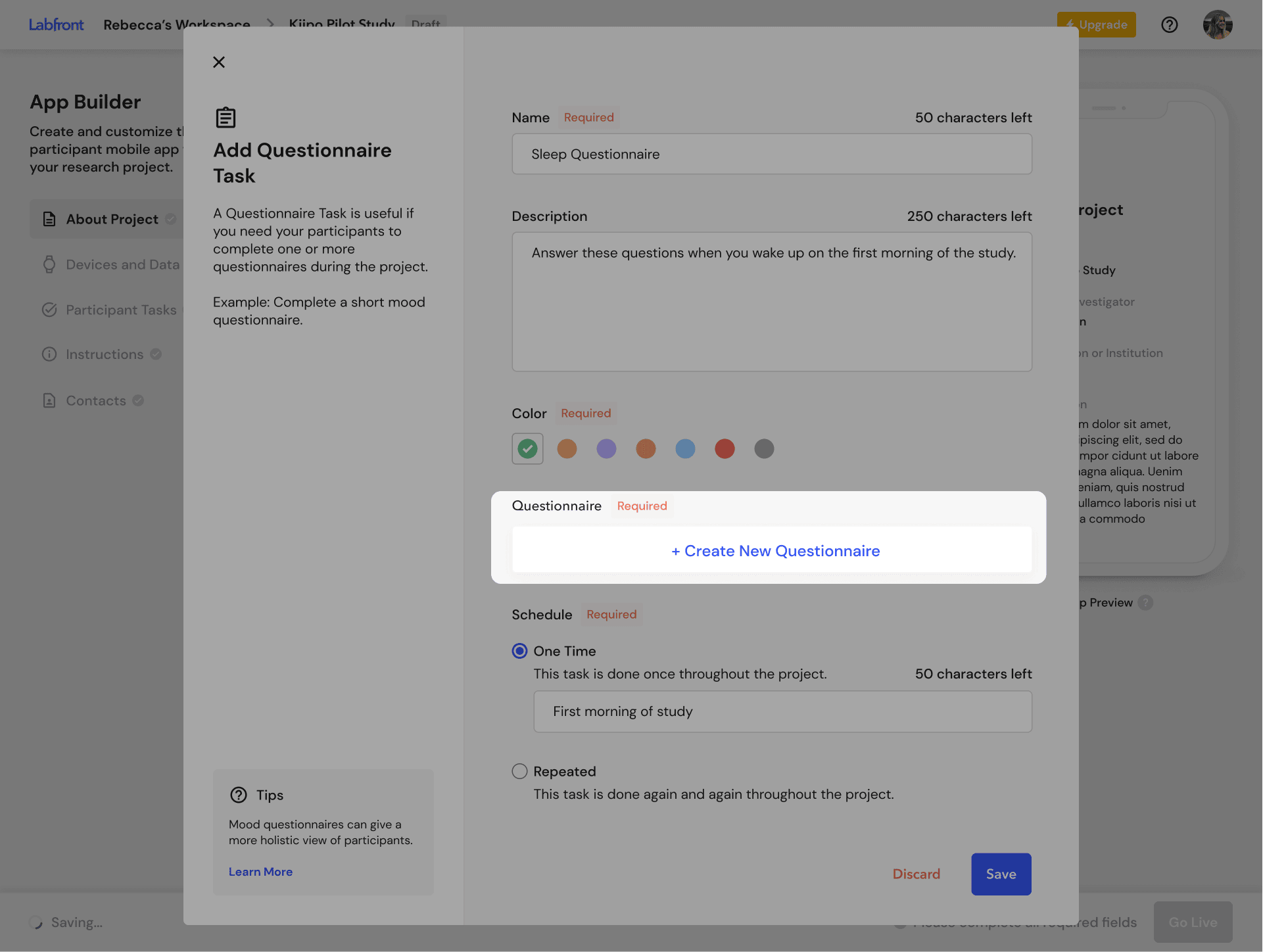 Set Up Participant Tasks