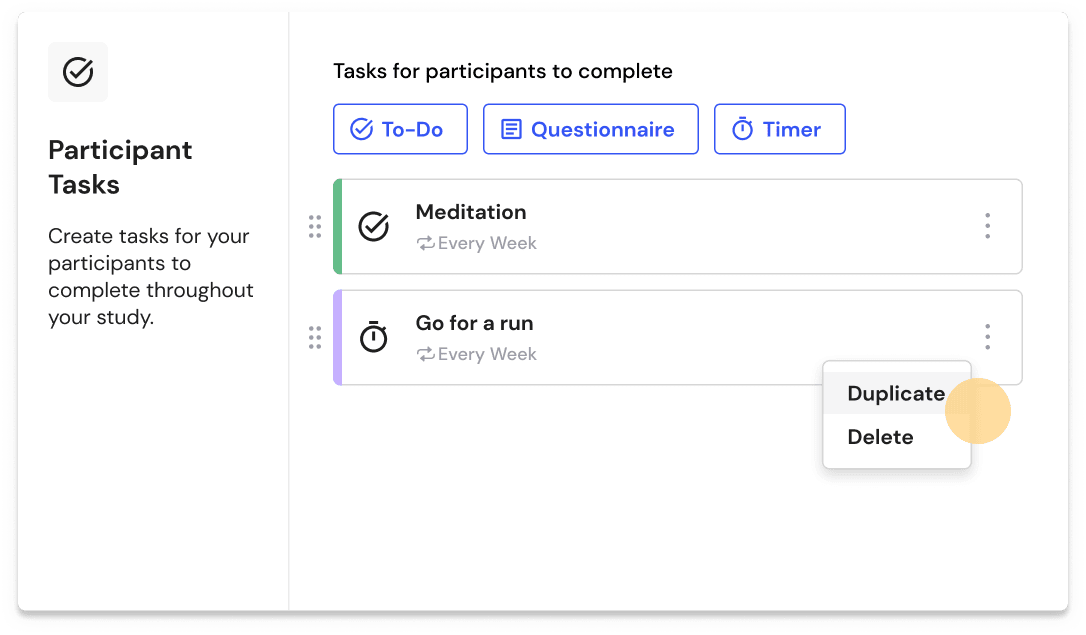 Set Up Participant Tasks