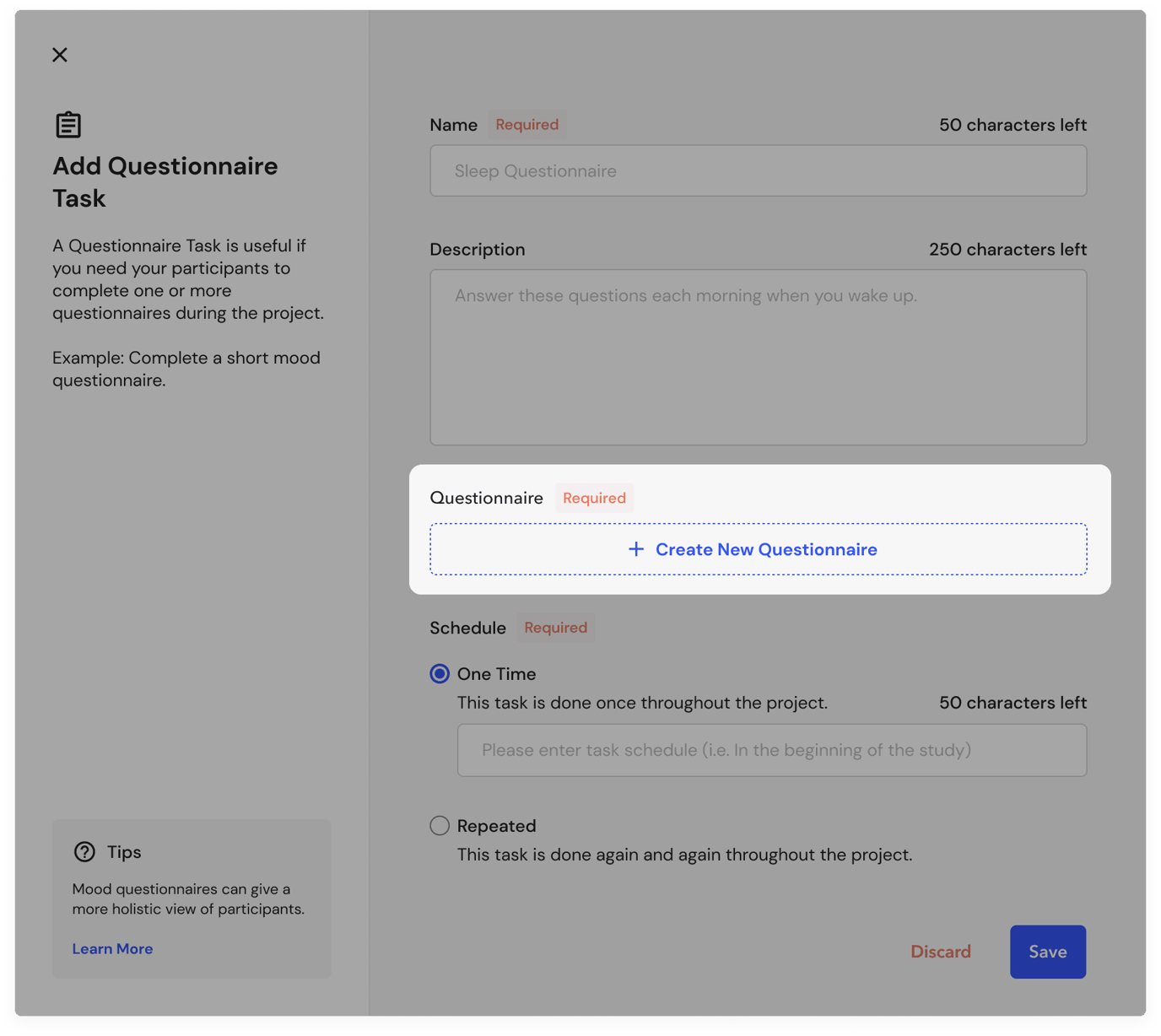 Create a Questionnaire