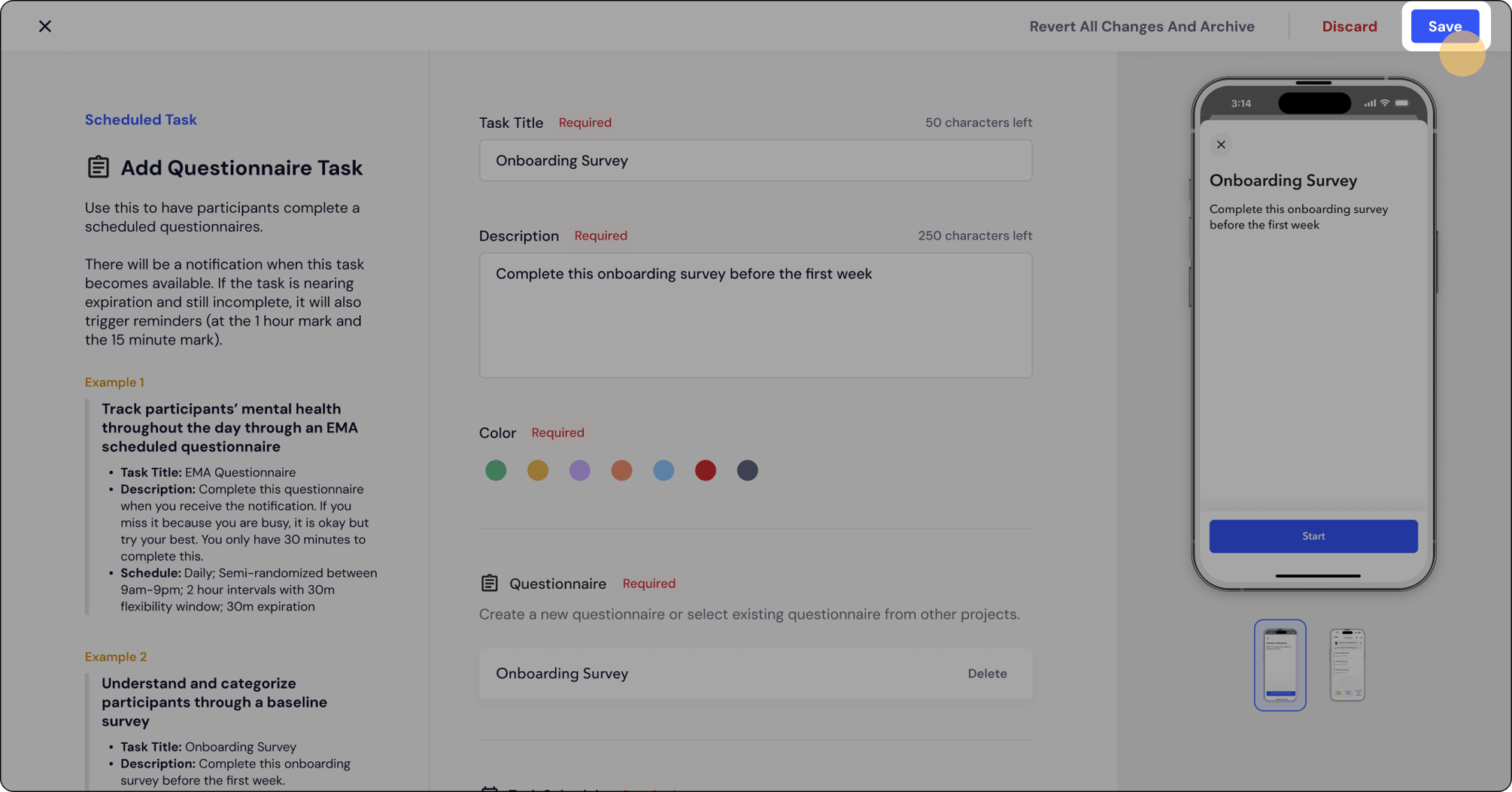 Create a Questionnaire
