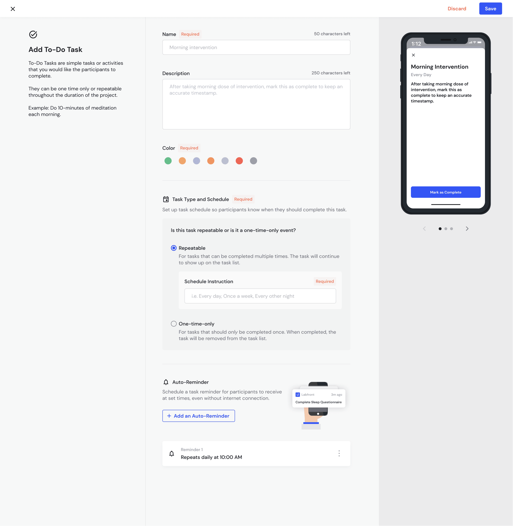 Set Up Participant Tasks